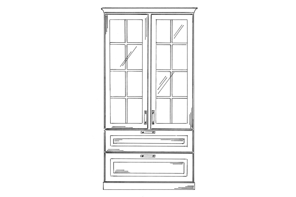 Klassisk vitrineskap med skuffer - Hyttekjøkken og hyttemøbler ...